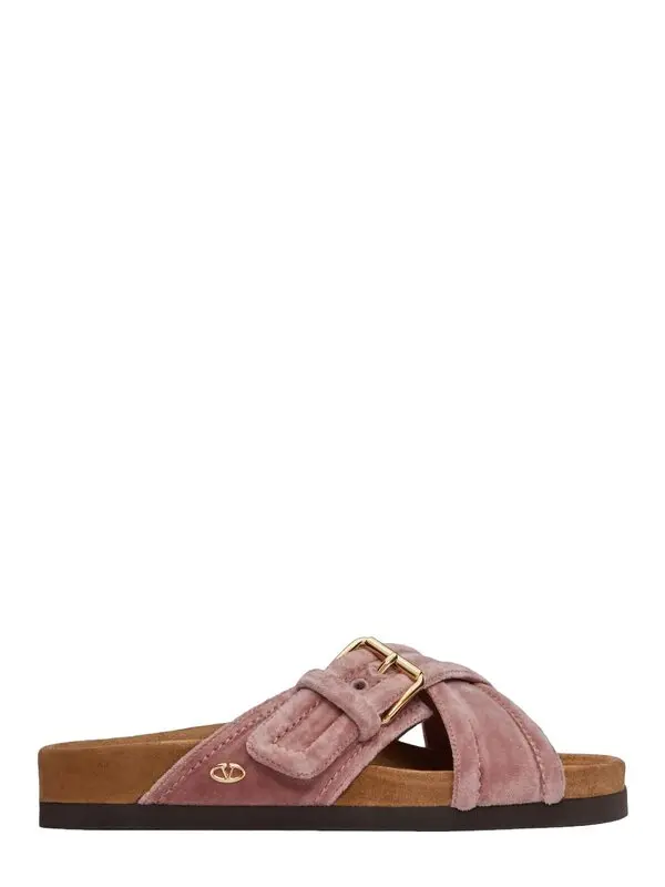 Valentino Garavani Slide Fussfriend Velvet Sandals 30mm - Lip