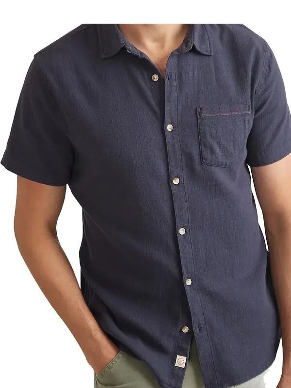 Marine Layer Cotton Stretch Selvage Standard Fit Button Down Shirt - India Ink