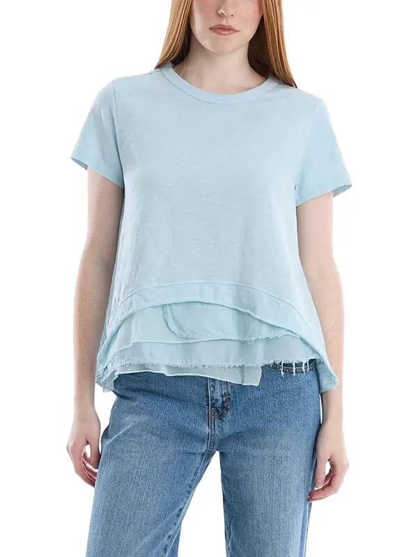 Wilt Boxy Mixed Media Hem Tee - Corydalis Blue