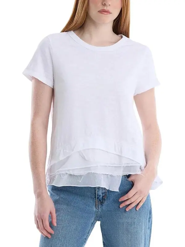 Wilt Boxy Mixed Media Hem Tee - White
