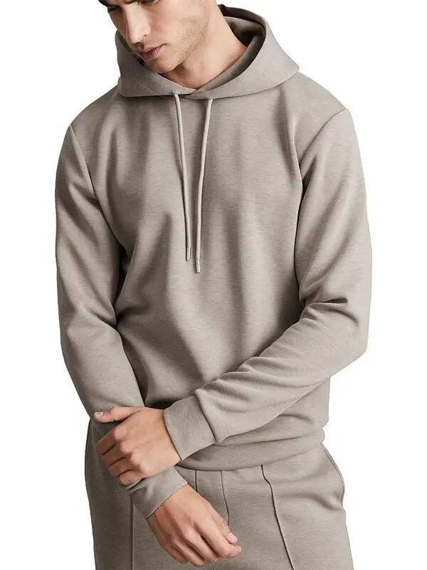 REISS Fabien Interlock Regular Fit Hoodie - Taupe