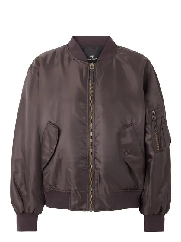 ANINE BING Leon Shell Bomber Jacket - Brown