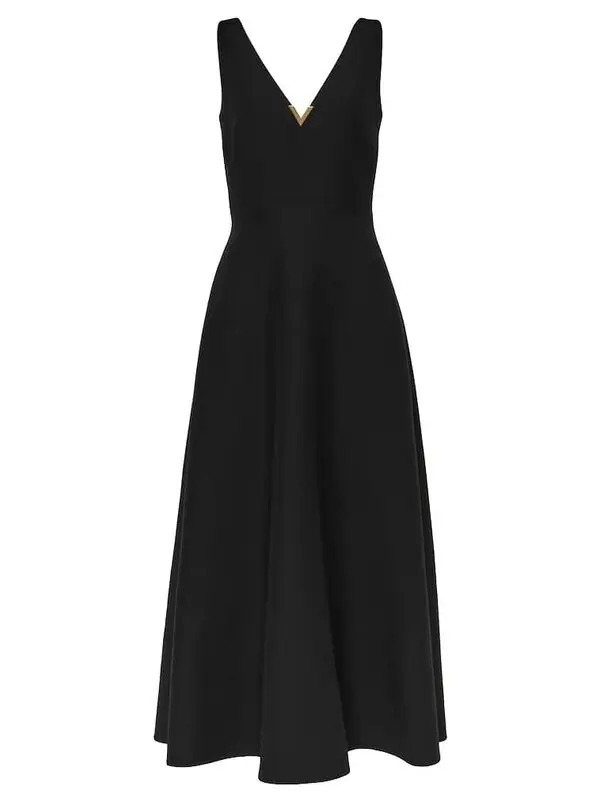 Valentino Garavani Vgold Crêpe Couture Midi Dress - Black