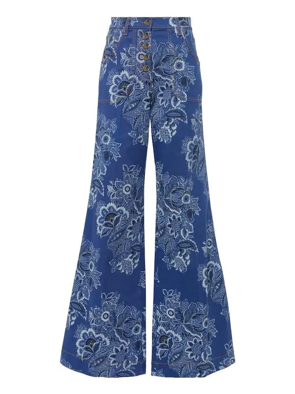 Etro Floral High-rise Flare Jeans - Blue