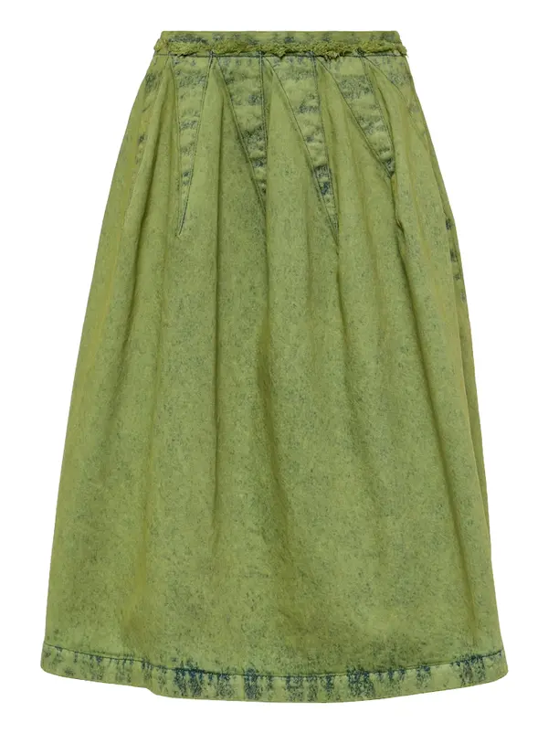 Marni Pleated Denim Midi Skirt - Green