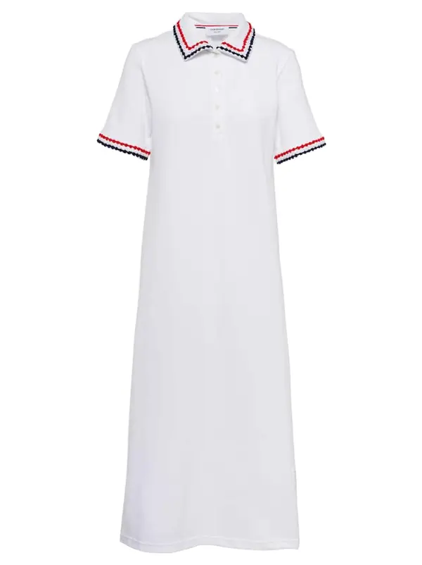 Thom Browne Cotton Piqué Midi Shirt Dress - White