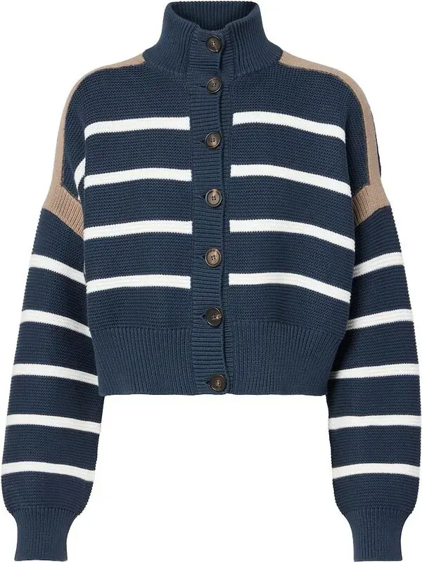 Brunello Cucinelli Striped Cotton Cardigan - Blue