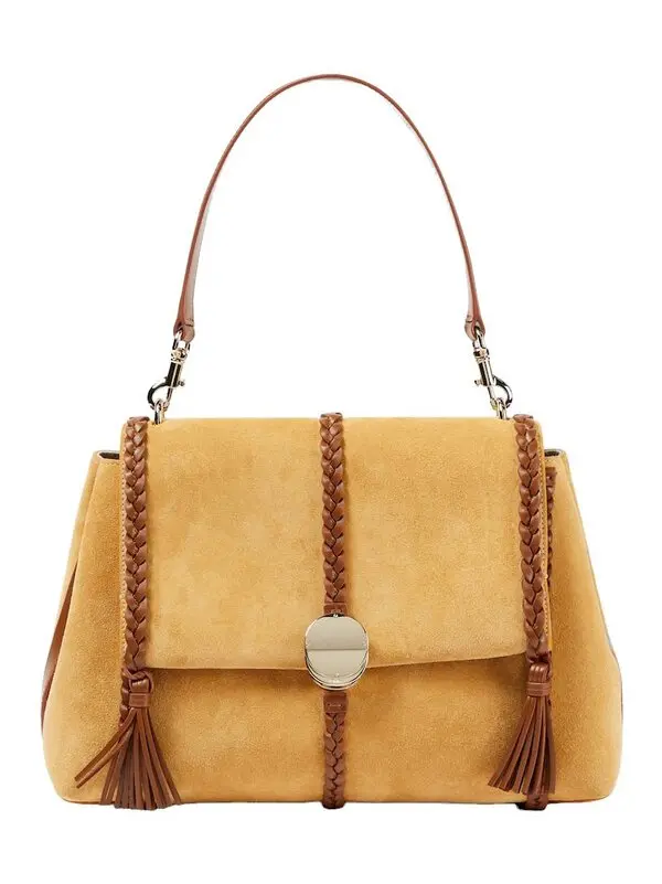 Chloé Penelope Medium Suede Shoulder Bag - Gold