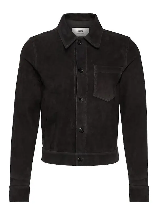 AMI Paris Suede Overshirt - Black