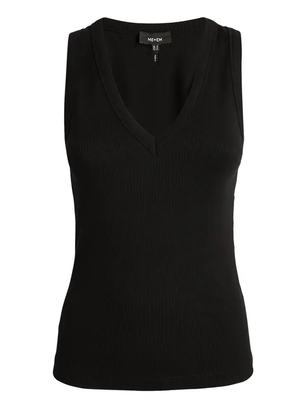 ME+EM V-neck Ribbed Ultimate Vest - Black