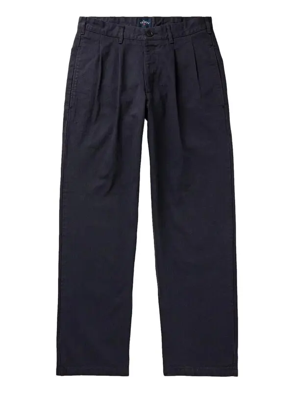 NOAH Straight-leg Pleated Herringbone Trousers - Blue