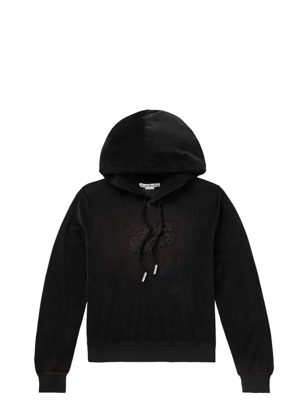 Acne Studios Faro Logo-embossed Cotton-blend Velour Hoodie - Black