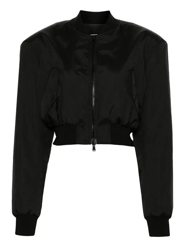Wardrobe.NYC Zip-up Cropped Bomber Jacket - Black