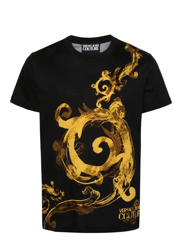 Versace Barocc-print Cotton T-shirt - Black