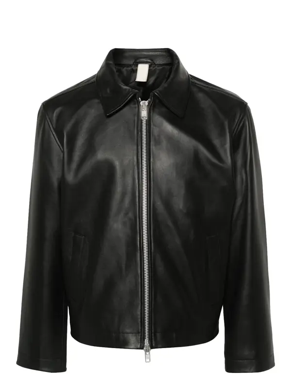 SUNFLOWER Zip-up Leather Jacket - Black
