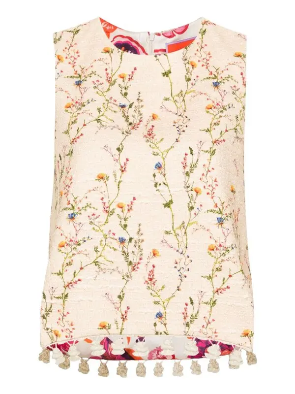 La DoubleJ La Scala Floral Print Sleeveless Top - Neutrals