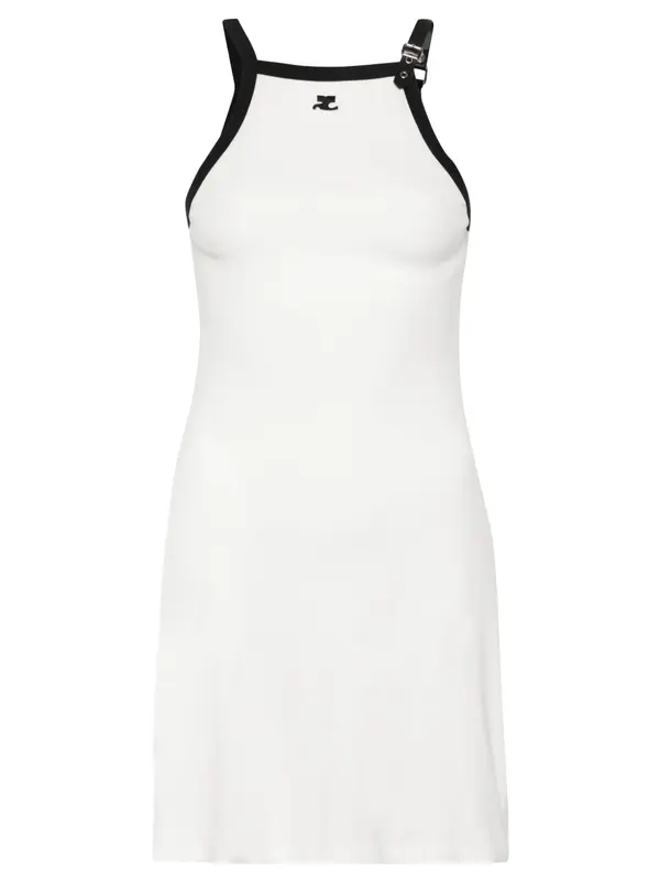 COURREGES Logo-appliqué Mini Dress - White