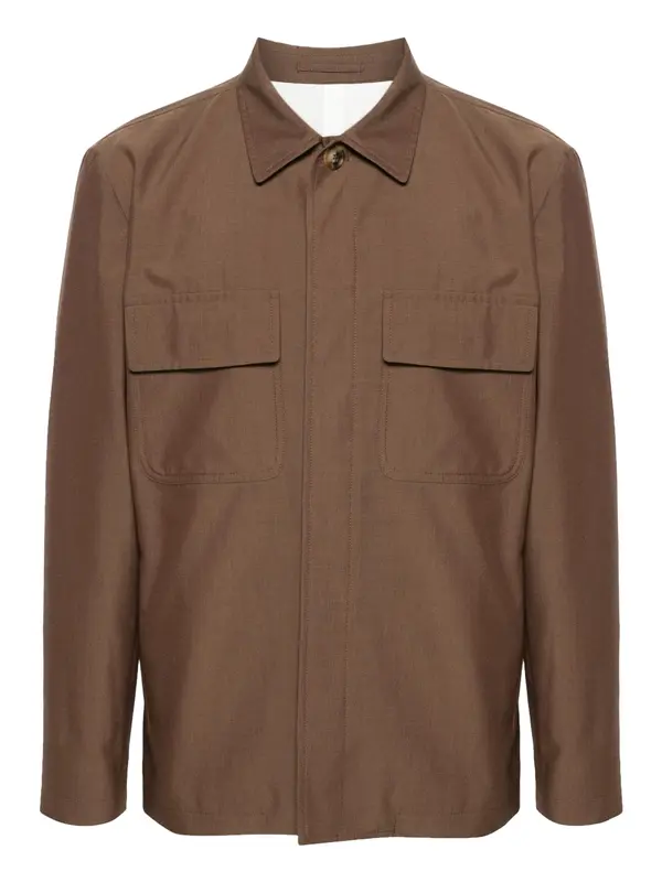 LARDINI Spread-collar Shirt Jacket - Brown