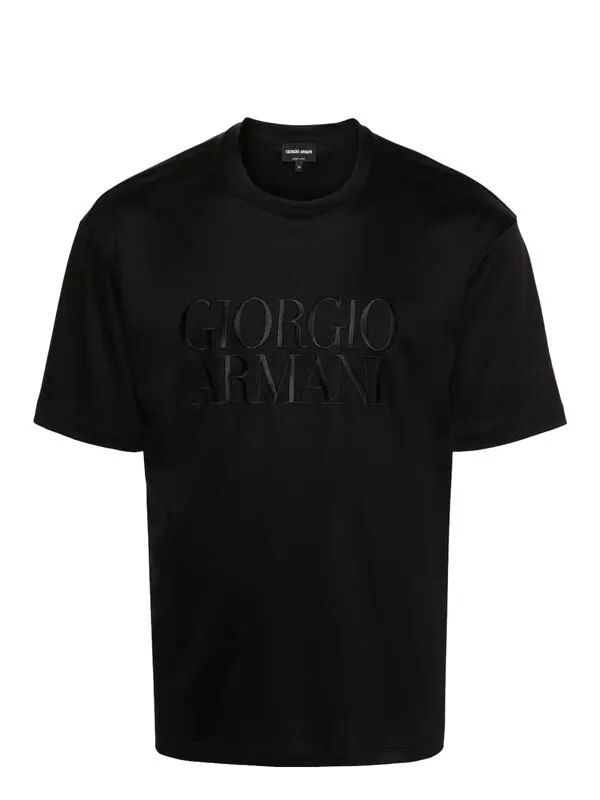 Giorgio Armani Logo-embroidered Cotton T-shirt - Black