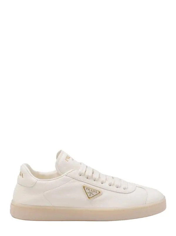 Prada Triangle-logo Leather Sneakers - Neutrals