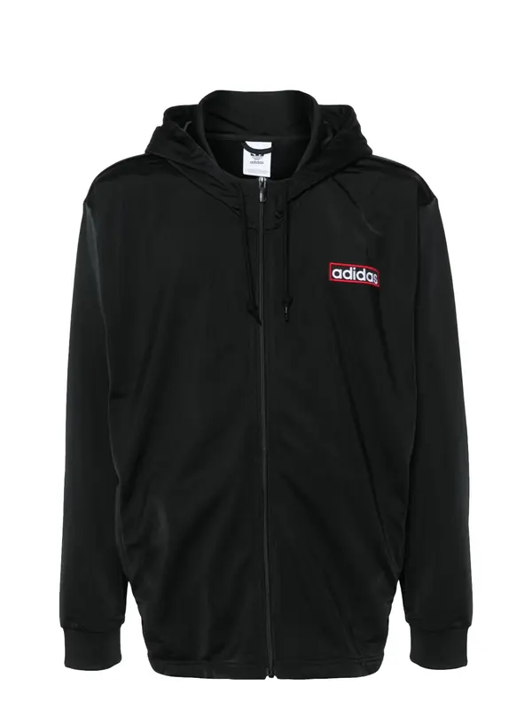 Adidas Logo-embroidered Zipped Hoodie - Black