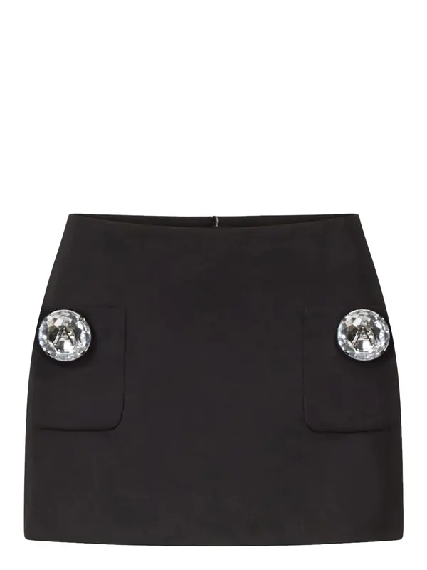 AREA Crystal-embellished Wool Mini Skirt - Black