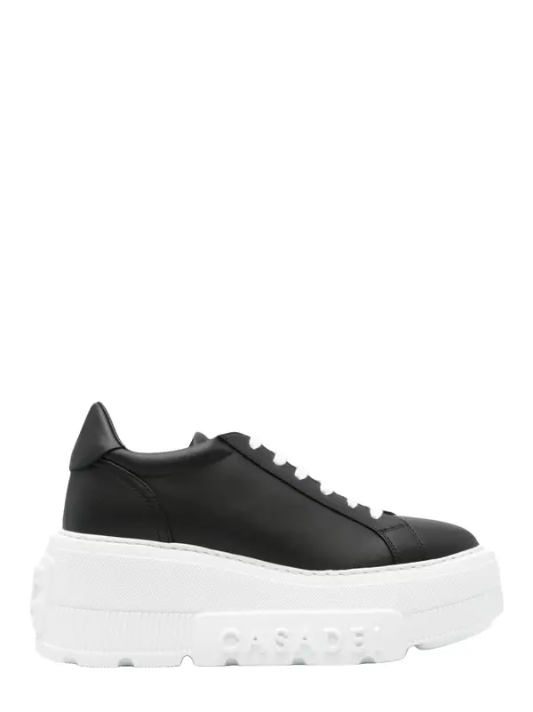 Casadei Nexus Leather Wedge Sneakers - Black