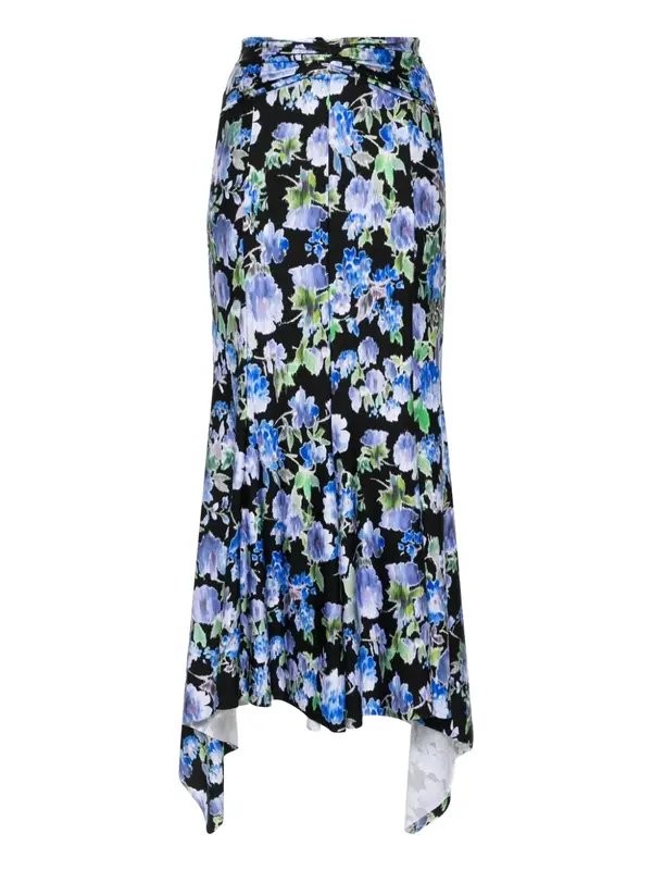 Philosophy Di Lorenzo Serafini Floral-print Midi Skirt - Blue