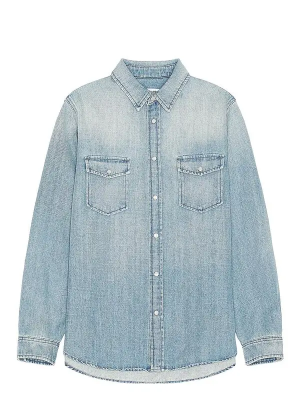 Saint Laurent Oversize Point Shirt In Denim-light - Light Japanese Lake
