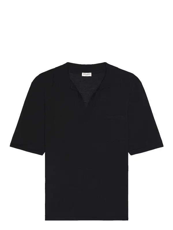 Saint Laurent Polo Manches Courtes In Black - Noir