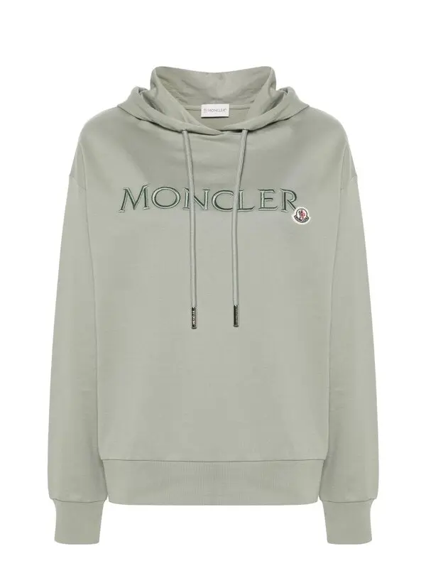 Moncler Logo-embroidered Cotton Hoodie - Green