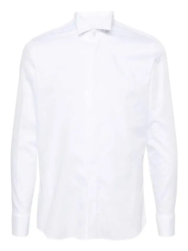Tagliatore Wingtip-collar Cotton Shirt - White