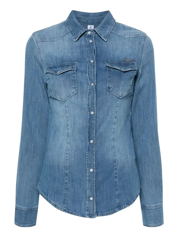 Liu Jo Logo-appliqué Denim Shirt - Blue