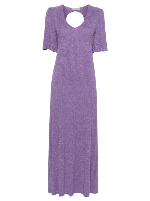 TWINSET Lurex Ribbed-knit Maxi Dress - Purple