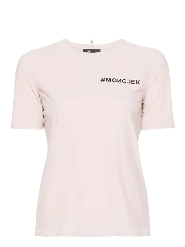 Moncler Logo-embossed Technical-jersey T-shirt - Pink