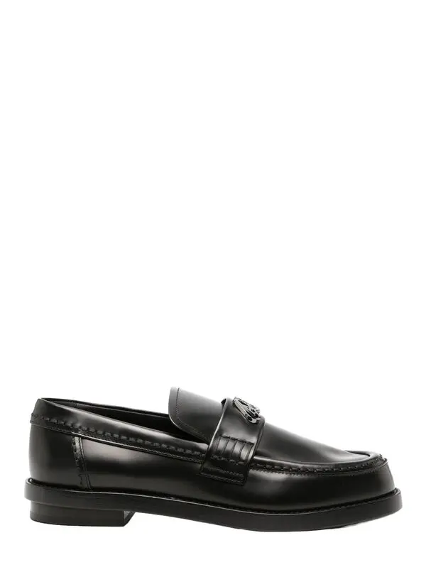 Alexander McQueen Seal-plaque Leather Loafers - Black