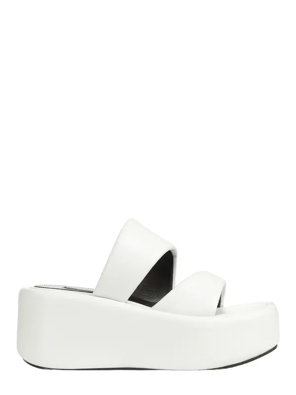 SERGIO ROSSI Spongy Leather Wedge Sandals - White
