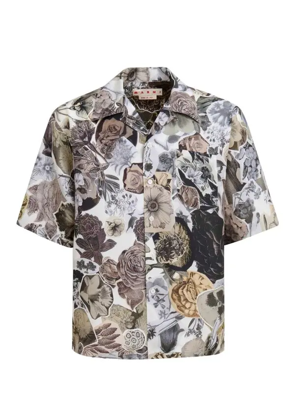 Marni Floral-print Silk Shirt - Neutrals