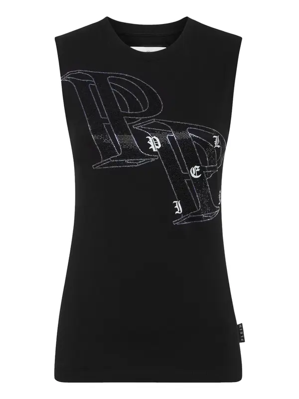 Philipp Plein Crystal-embellished Logo Tank Top - Black