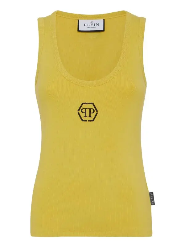 Philipp Plein Hexagon-logo Cotton Tank Top - Yellow