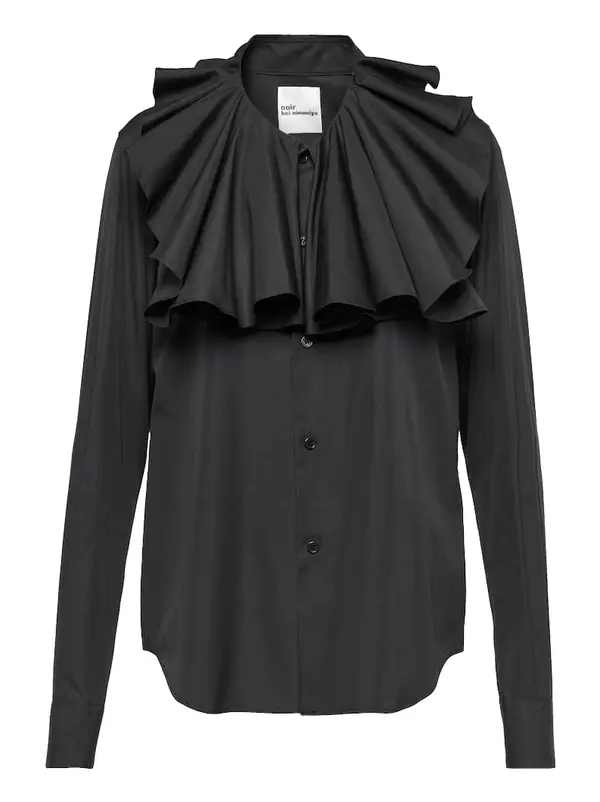 Noir Kei Ninomiya Ruffled Cotton Shirt - Black
