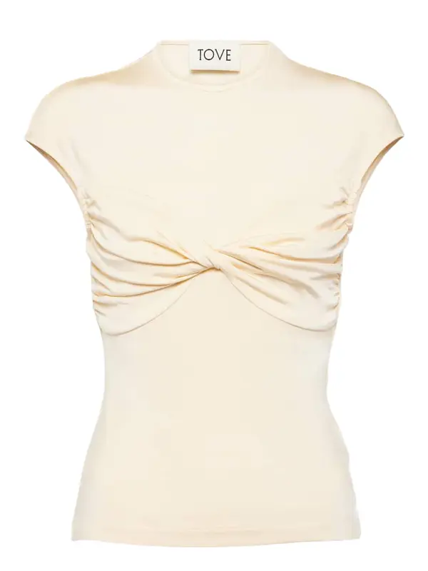 Tove Paola Gathered Jersey Top - Beige