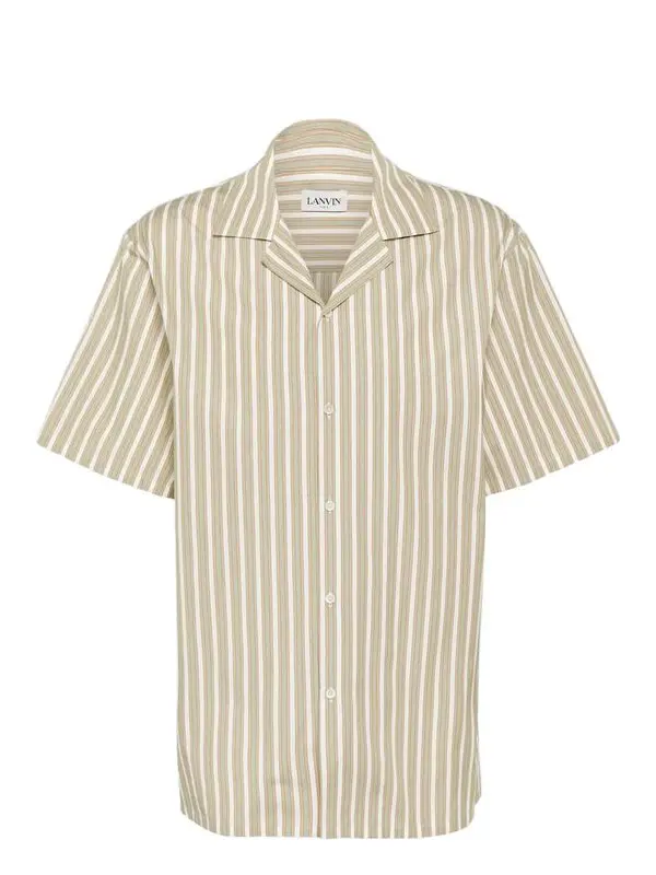 LANVIN Striped Cotton Bowling Shirt - Green