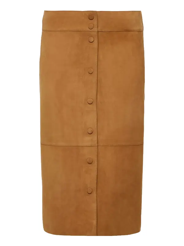 YVES SALOMON High-rise Leather Midi Skirt - Brown