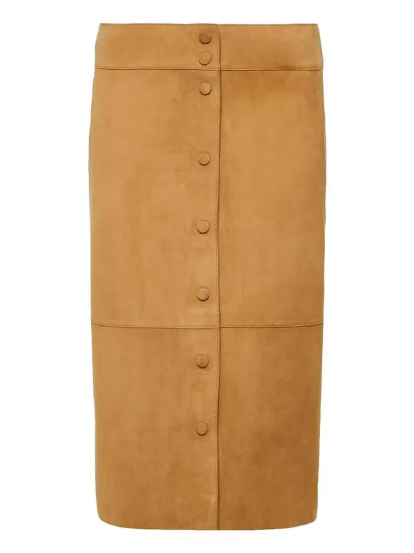 YVES SALOMON High-rise Leather Midi Skirt - Brown