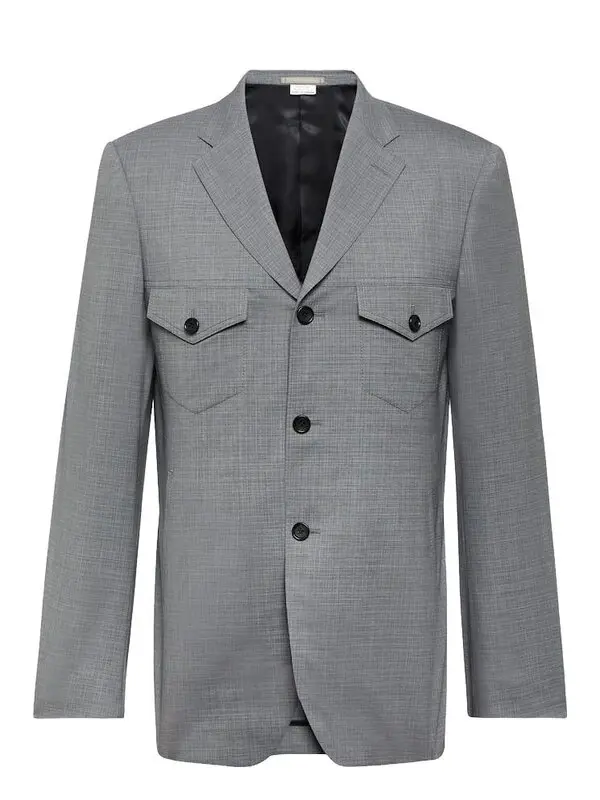 Comme Des Garçons Homme Deux Checked Wool Blazer - Grey