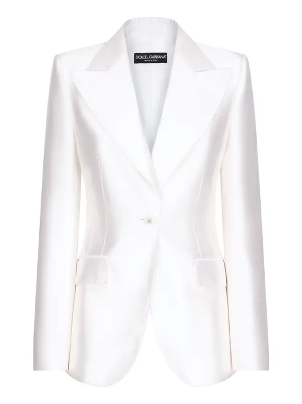 Dolce & Gabbana Turlington Single-breasted Silk Blazer - White