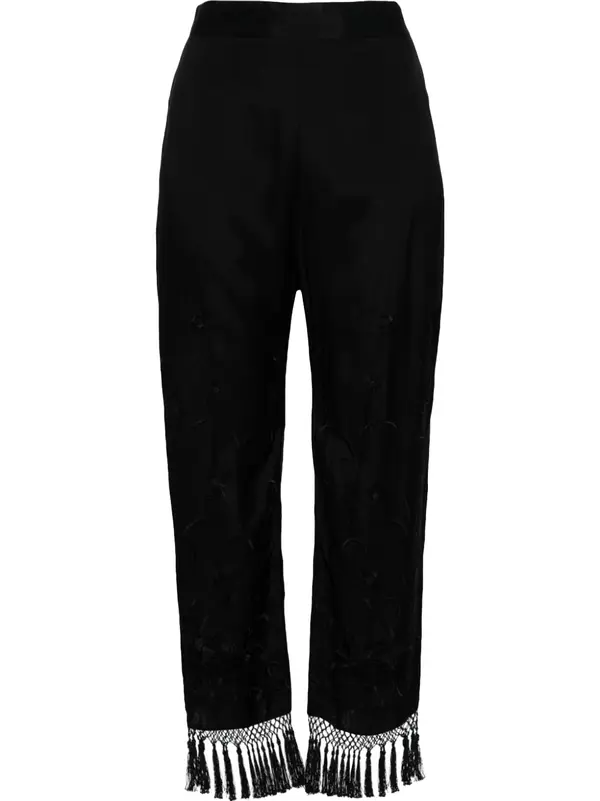 SEMICOUTURE Floral-embroidered Trousers - Black