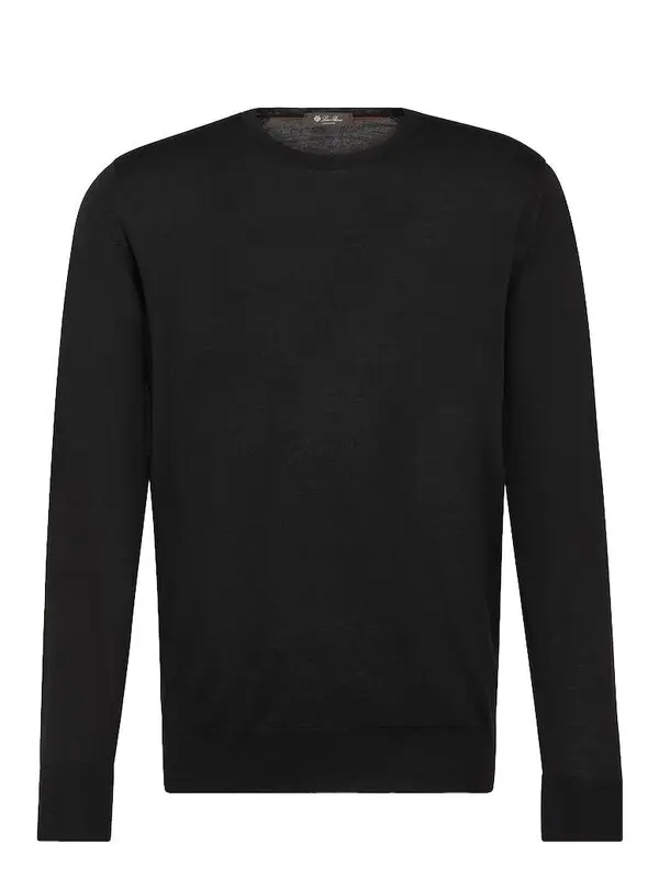 Loro Piana Knitted Virgin Wool Crewneck Top - Black