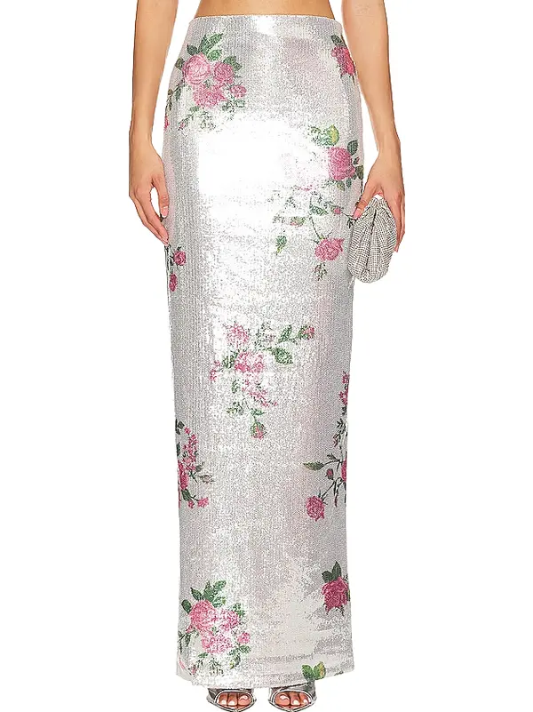 CAMILA COELHO Pia Maxi Skirt - Silver Floral